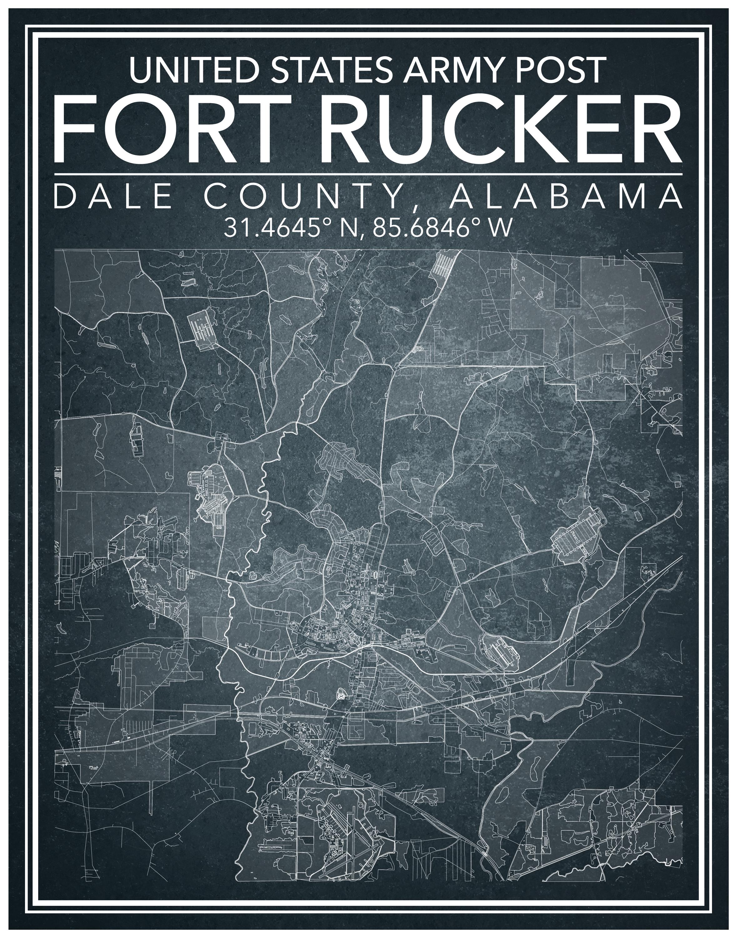 Wall Art Map Print of United States Army Post Fort Rucker, Alabama. - Etsy