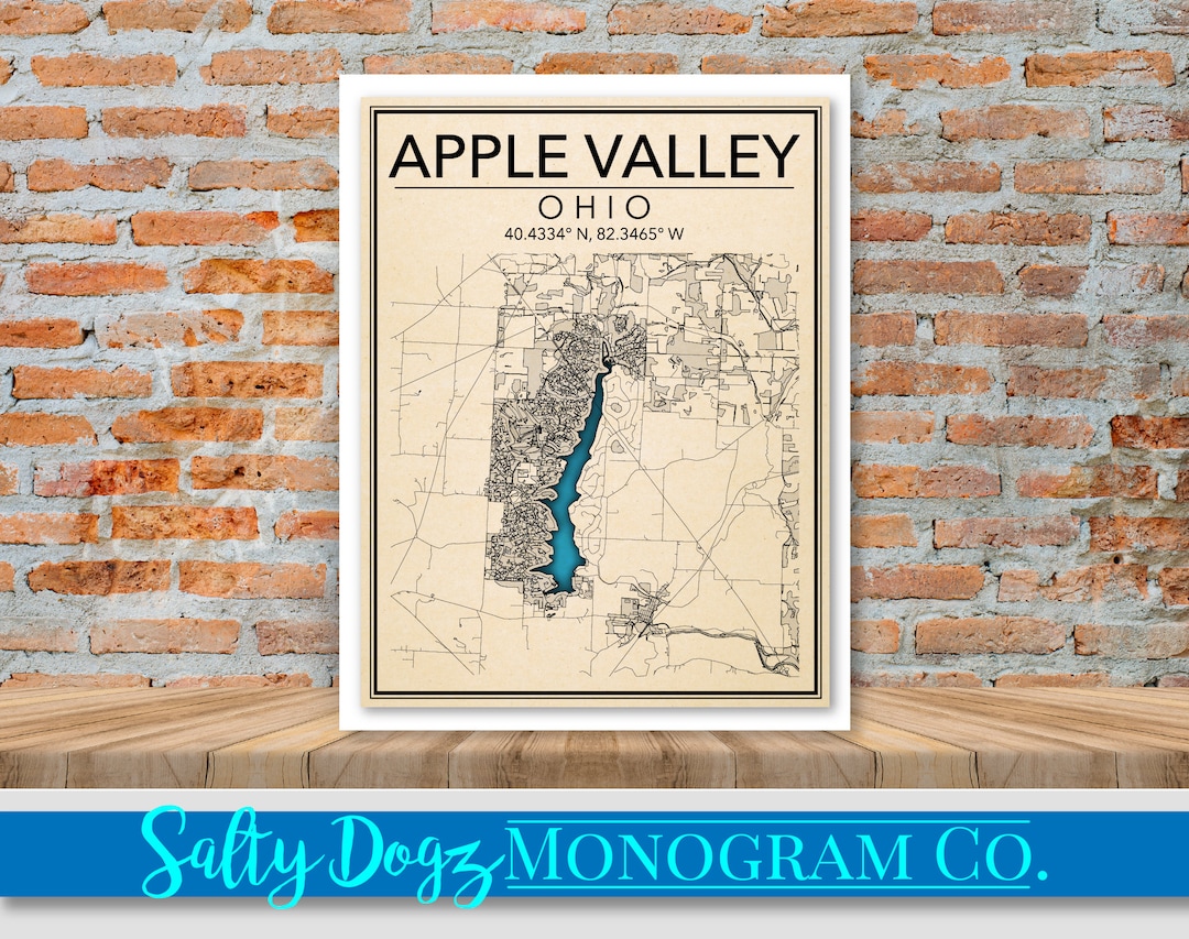 Wall Art Map Apple Valley, Ohio!!! - Etsy