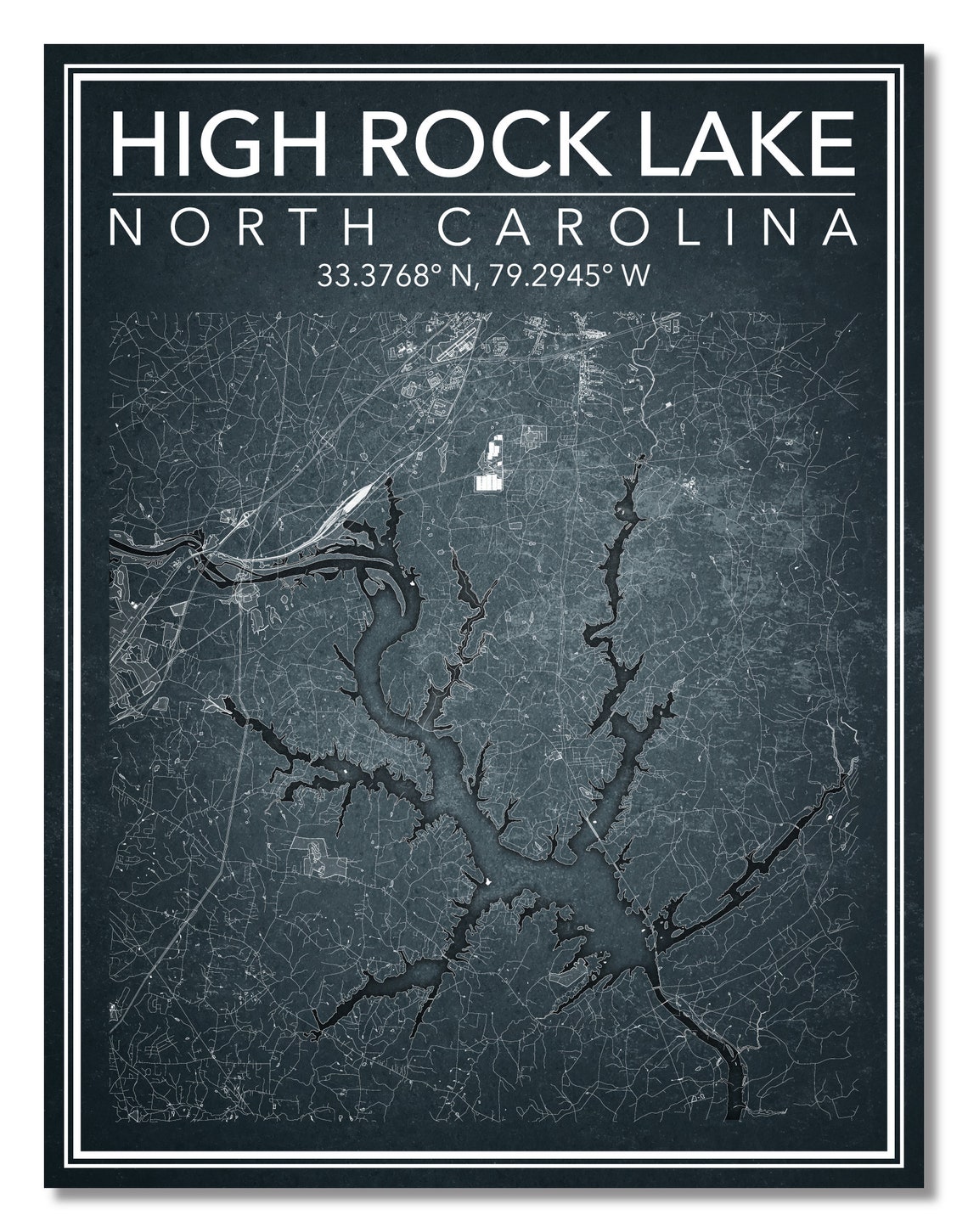 Wall Art Map Print of High Rock Lake North Carolina | Etsy