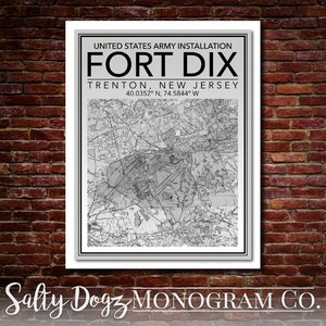 Wall Art Map Print of Fort Dix, New Jersey-joint Base Mcguire–dix ...