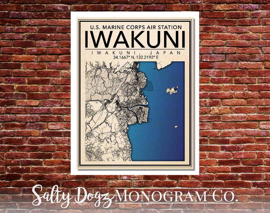 Wall Art Map Print of Marine Corps Air Station Iwakuni, Japan. - Etsy