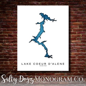 Wall Art Map Print of Lake Coeur D'alene, Idaho!!! - Etsy