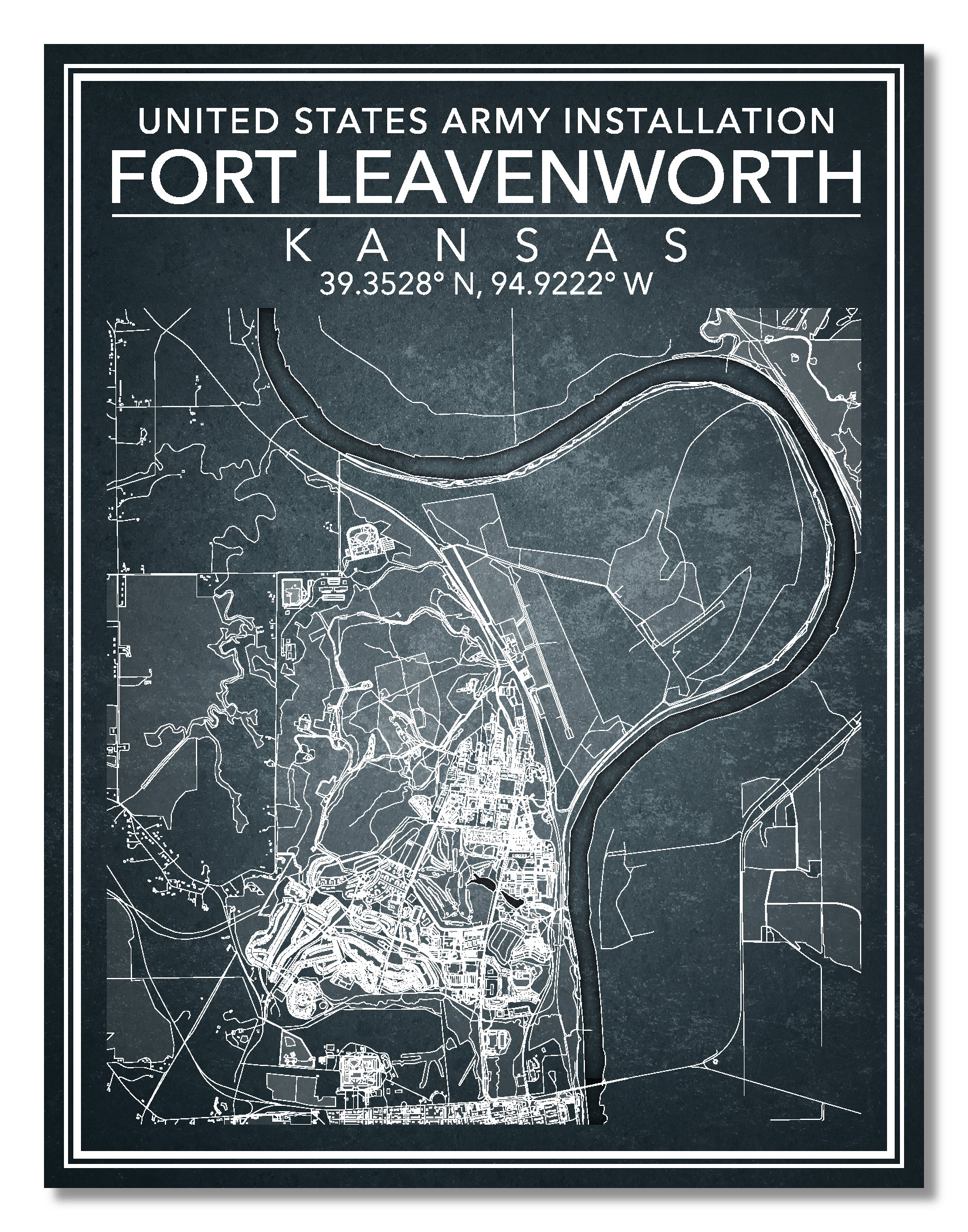 Wall Art Map Print of United States Army Fort Leavenworth - Etsy