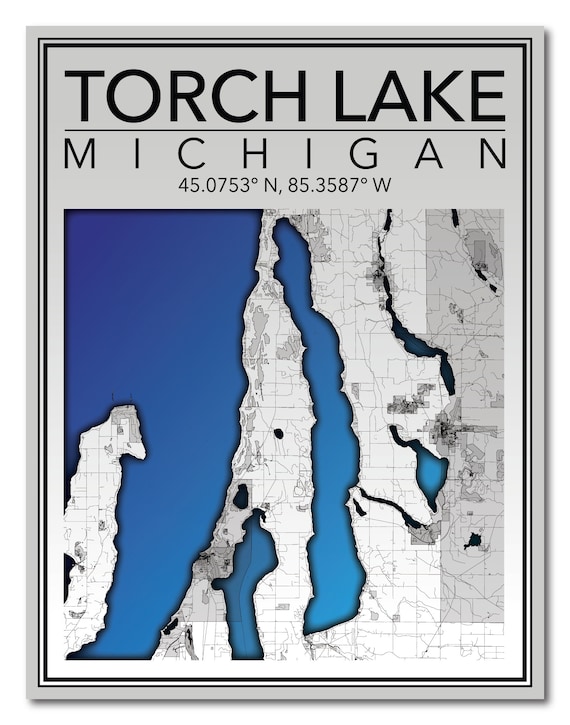 Printable Map Of Torch Lake Michigan United States Instant ...