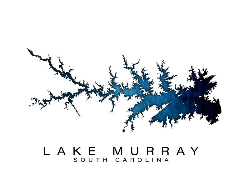 Wall Art Map Print of Lake Murray South Carolina - Etsy