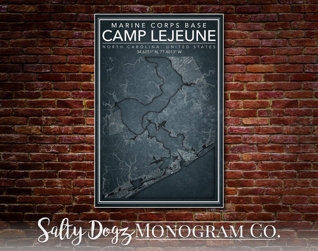 DIGITAL DOWNLOAD 24x36in Print of Marine Corps Base Camp Lejeune, North ...