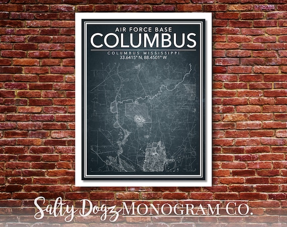 Wall Art Map Print of Air Force Base Columbus MS | Etsy