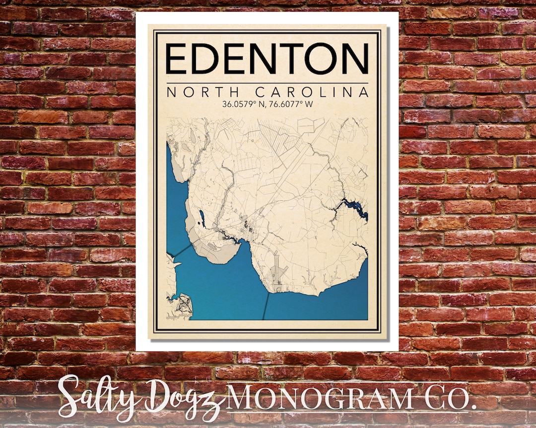 Wall Art Map Print of Edenton, North Carolina! - Etsy