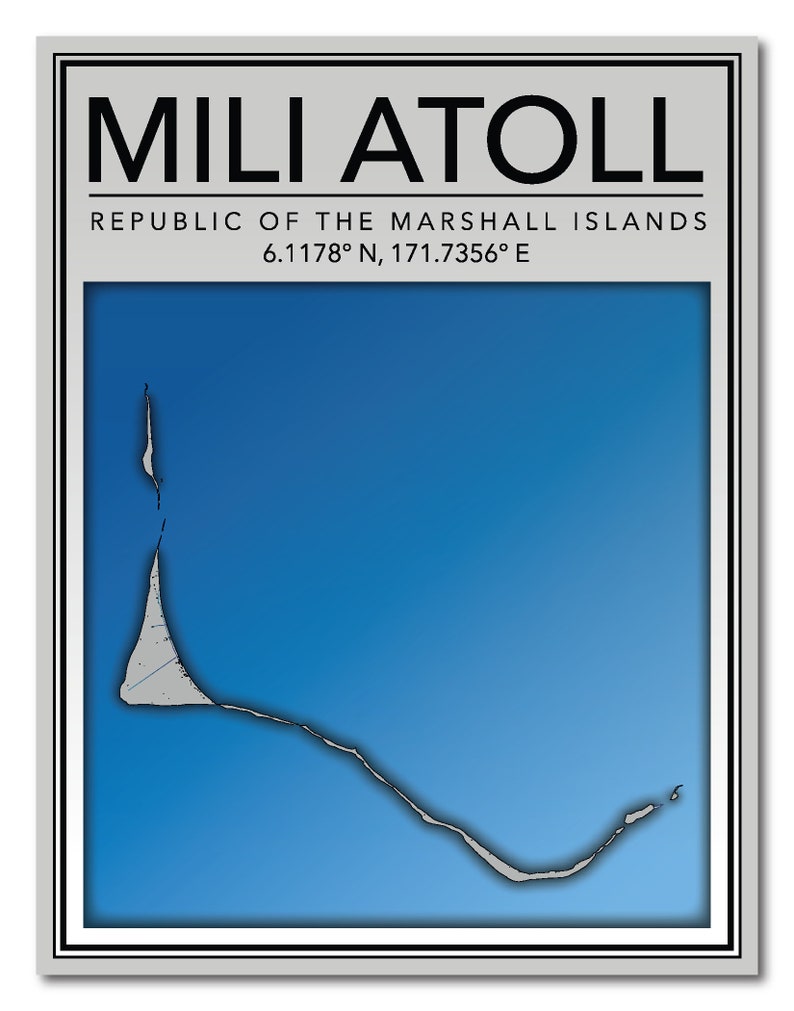 Wall Art Map Print of Mili Atoll Republic of the Marshall - Etsy