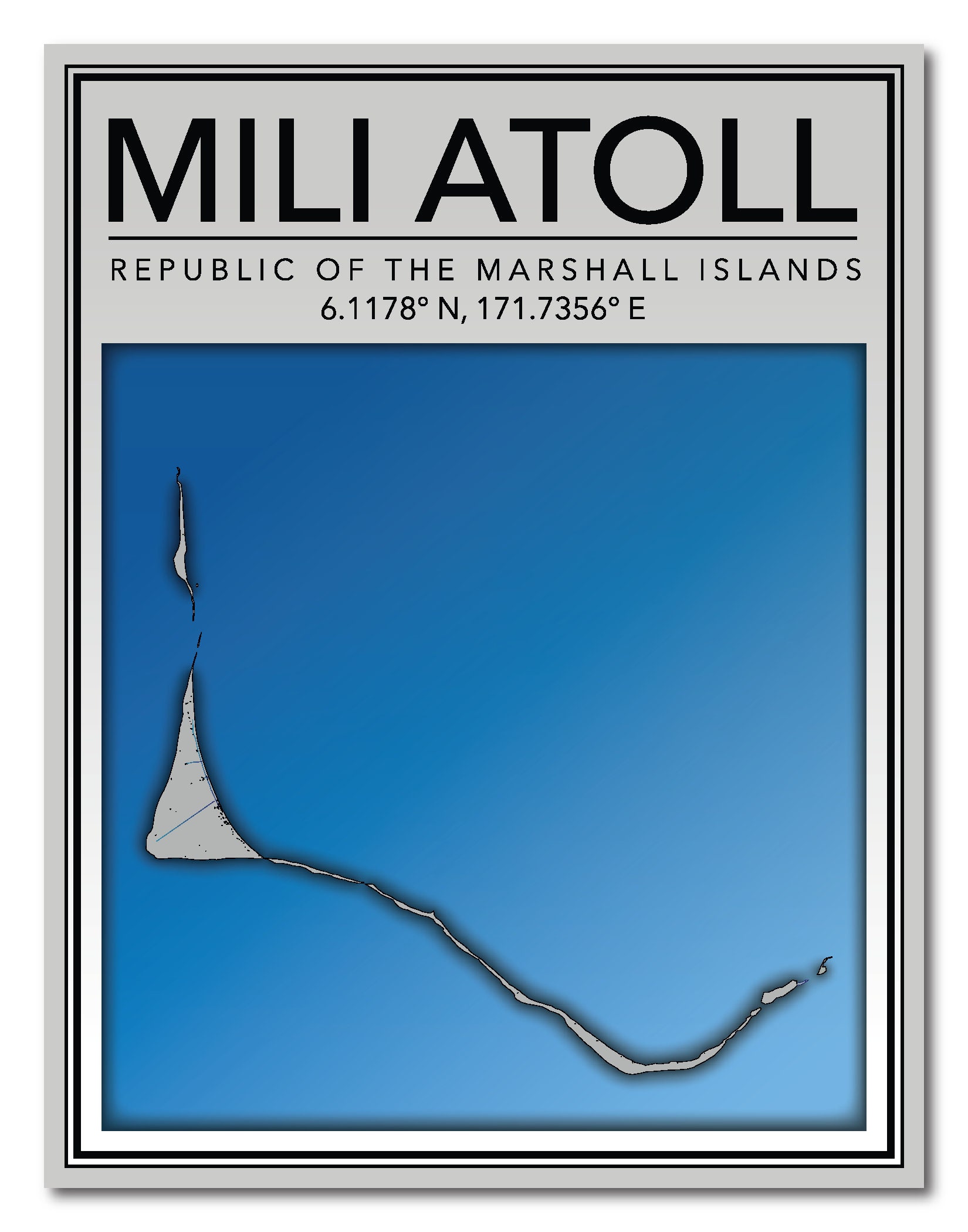 Wall Art Map Print of Mili Atoll Republic of the Marshall | Etsy