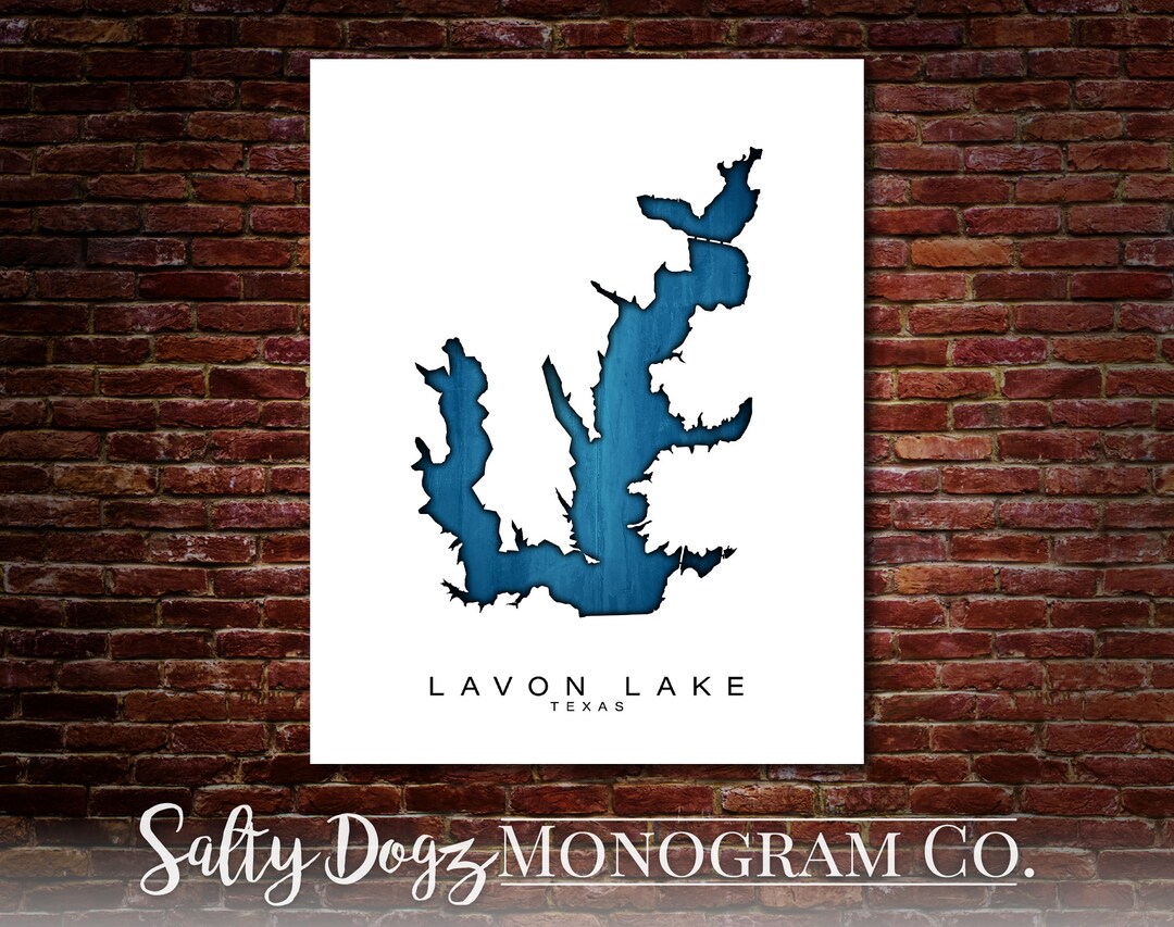 Wall Art Map Print of Lavon Lake, Wylie, Collin County, Texas, United ...