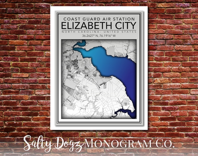 Wall Art Map US Coast Guard Air Station Elizabeth City!!! - Etsy