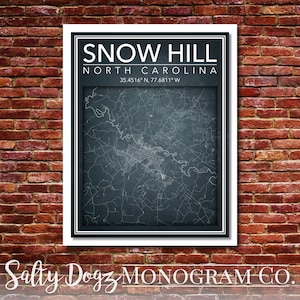 Wall Art Map Print of Snow Hill, North Carolina - Etsy
