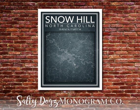 Wall Art Map Print of Snow Hill North Carolina - Etsy