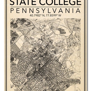 Wall Art Map State College, Pennsylvania!! - Etsy