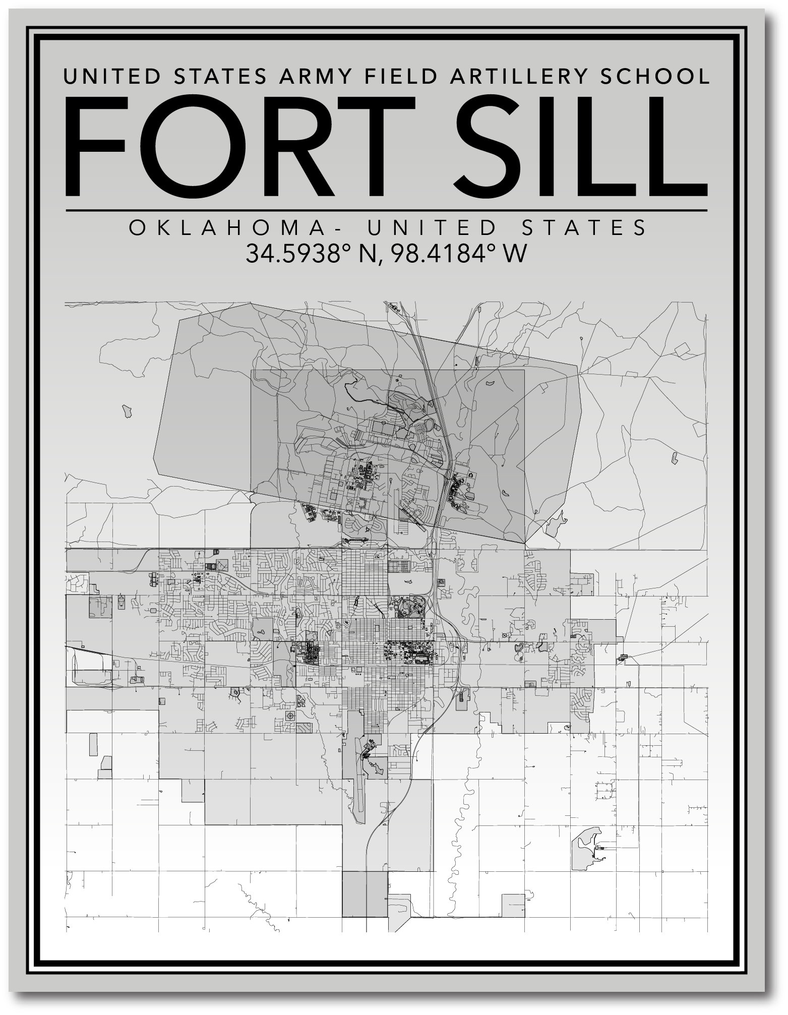 Wall Art Map United States Army Field Artillery School Fort - Etsy