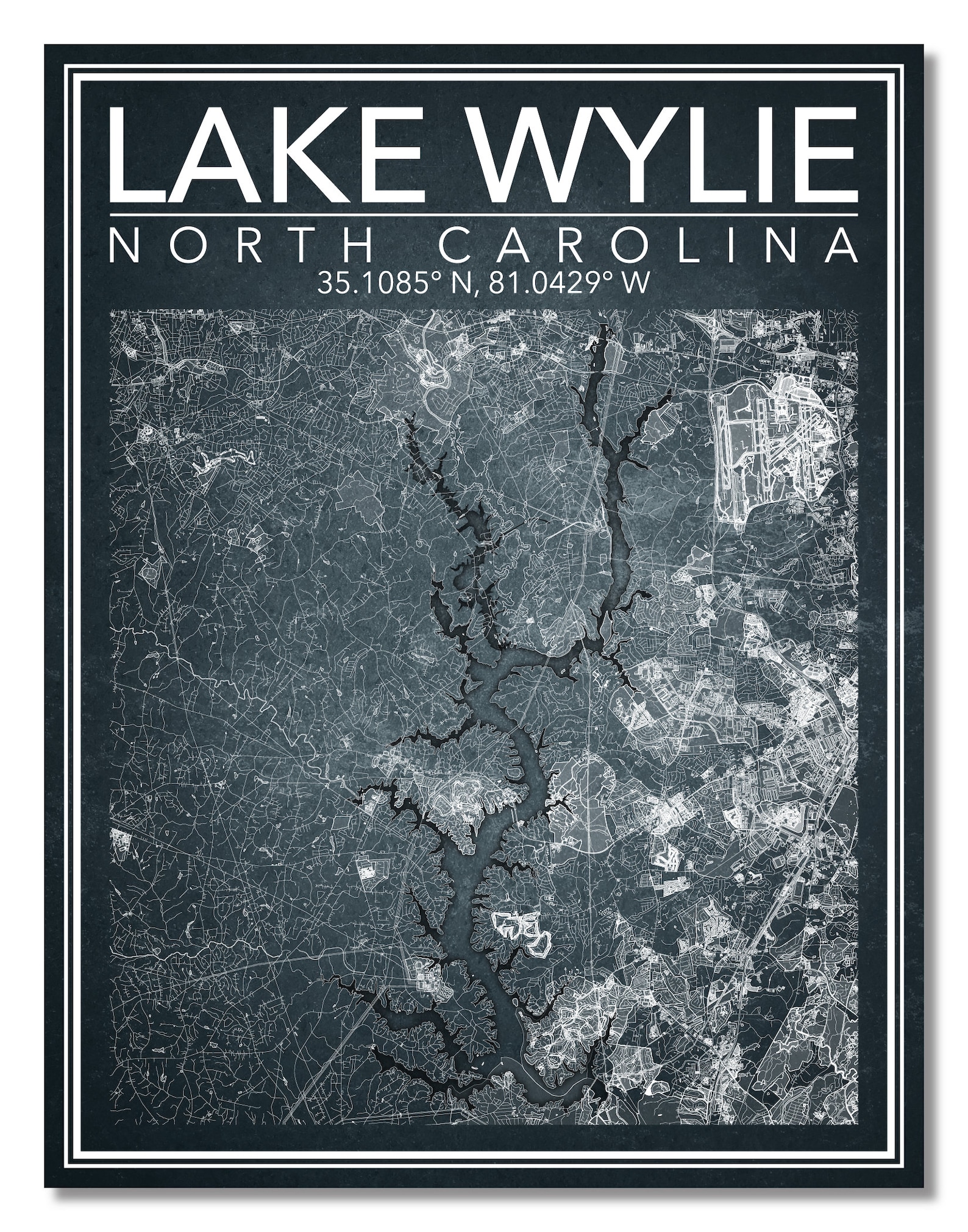 Wall Art Map Print of Lake Wylie, North Carolina!!! - Etsy
