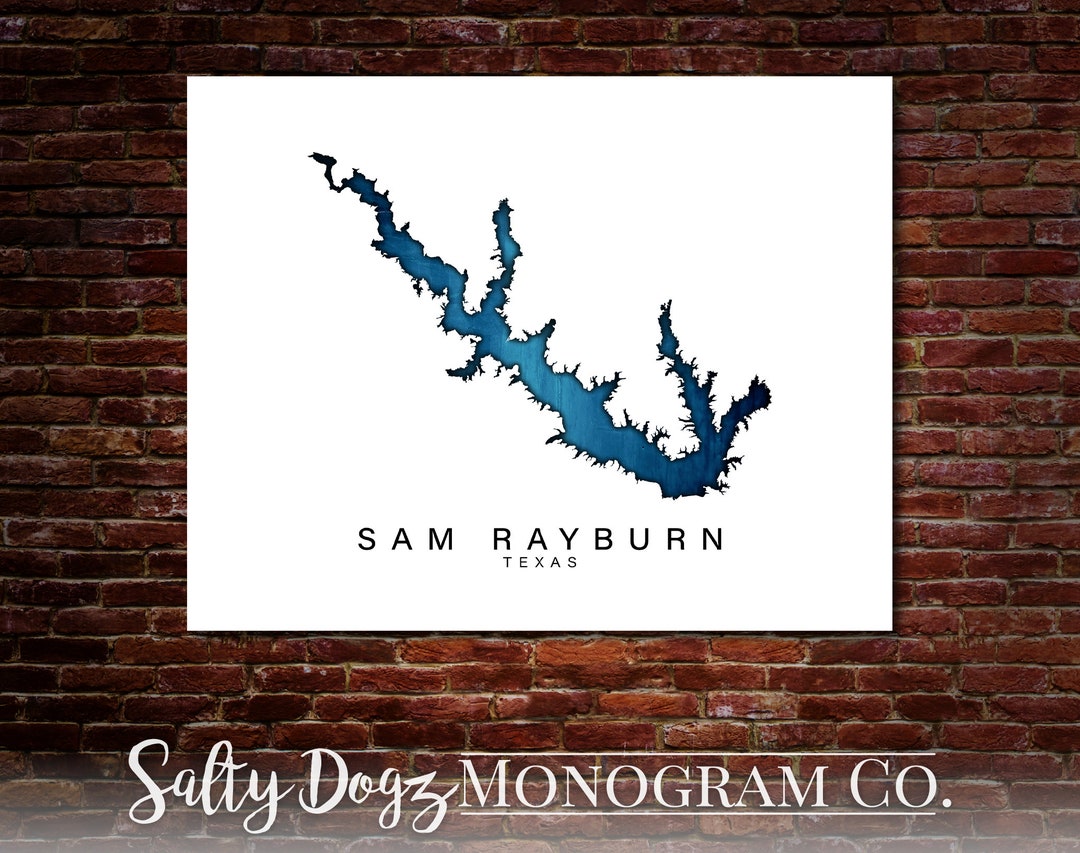 Wall Art Map Print of Sam Rayburn Reservoir, Texas - Etsy