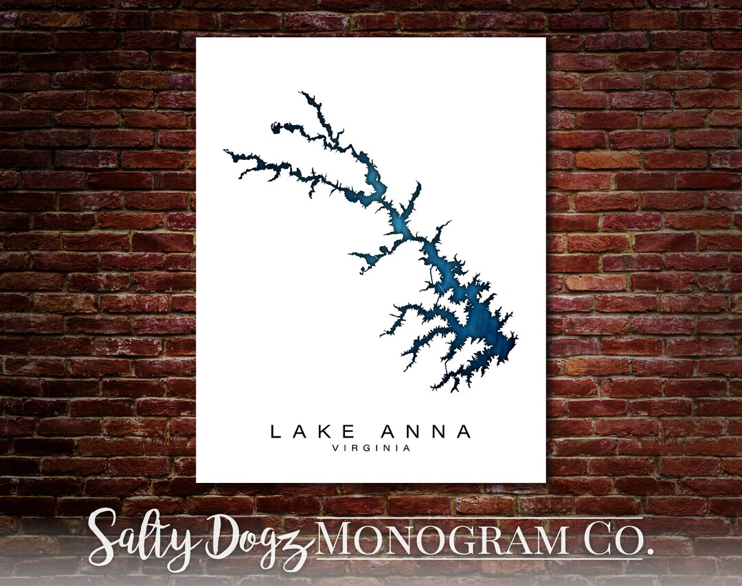 Wall Art Map Print of Lake Anna, Virginia!!! - Etsy