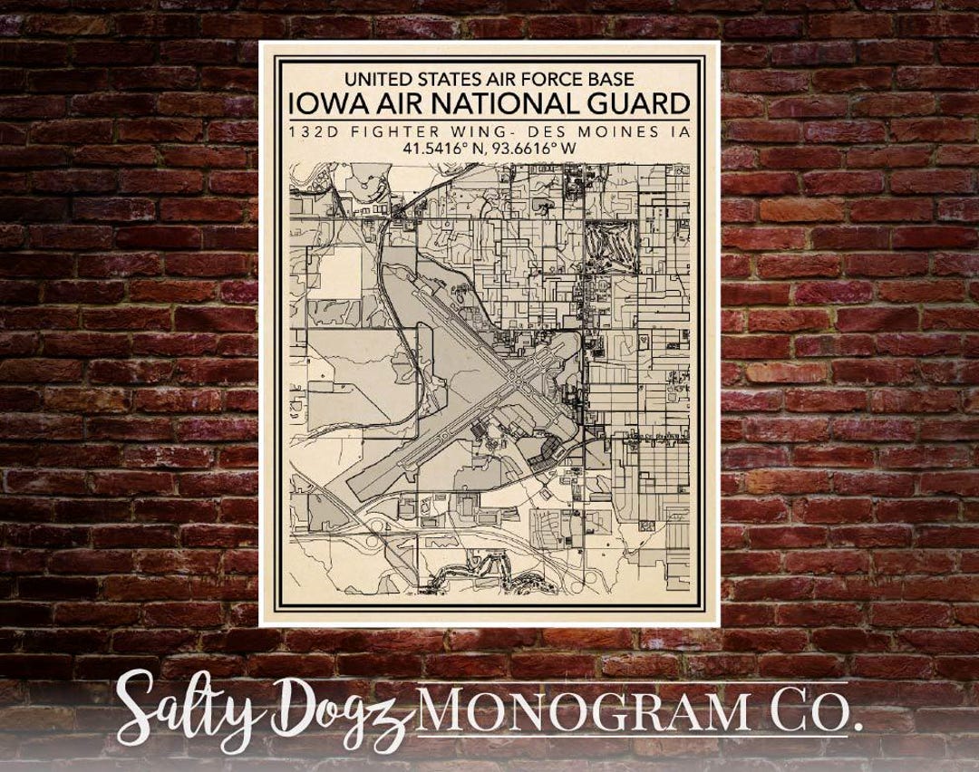 Wall Art Map Print of United States Air Force Base Iowa Air National ...