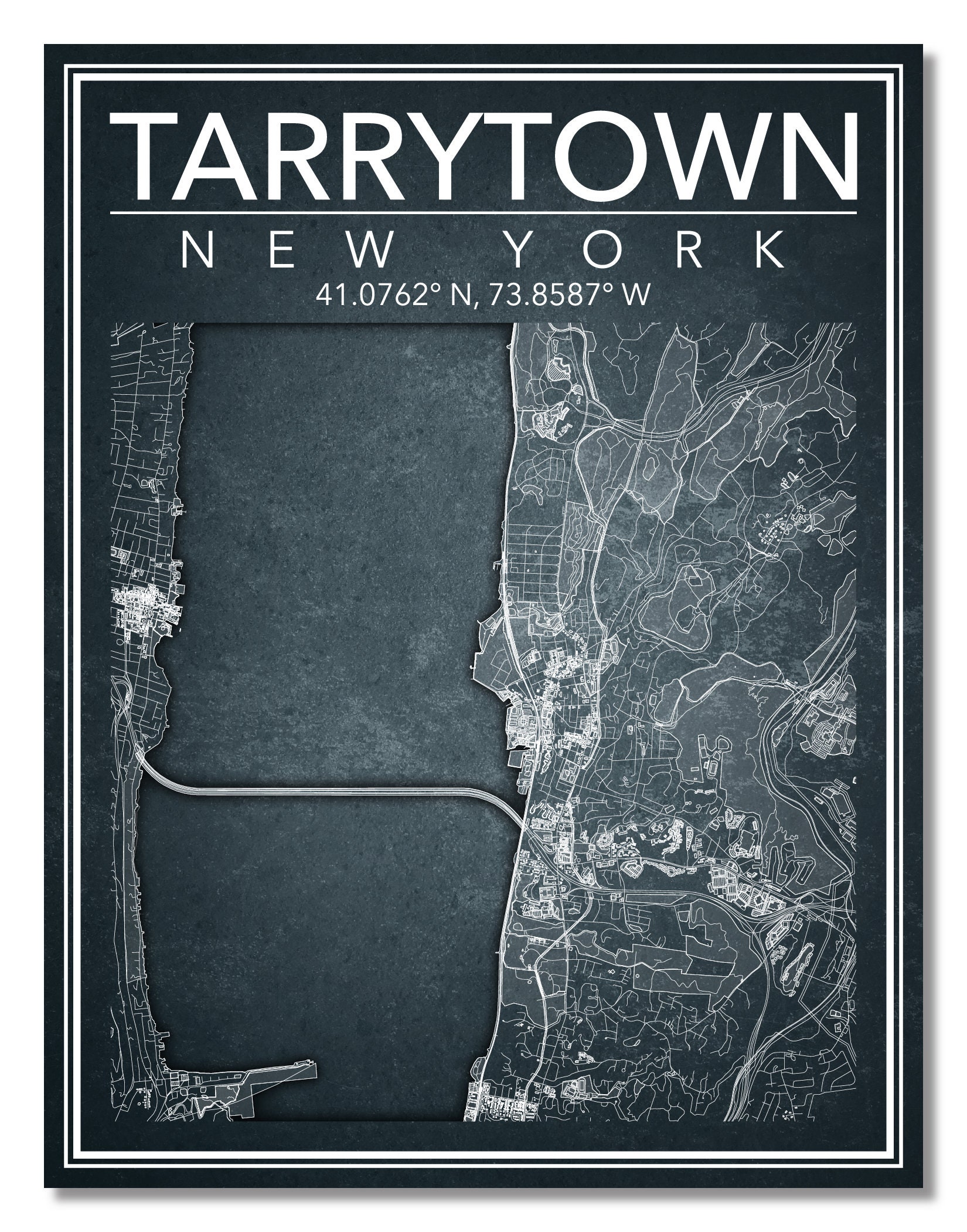 Wall Art Map Print of Tarrytown New York - Etsy