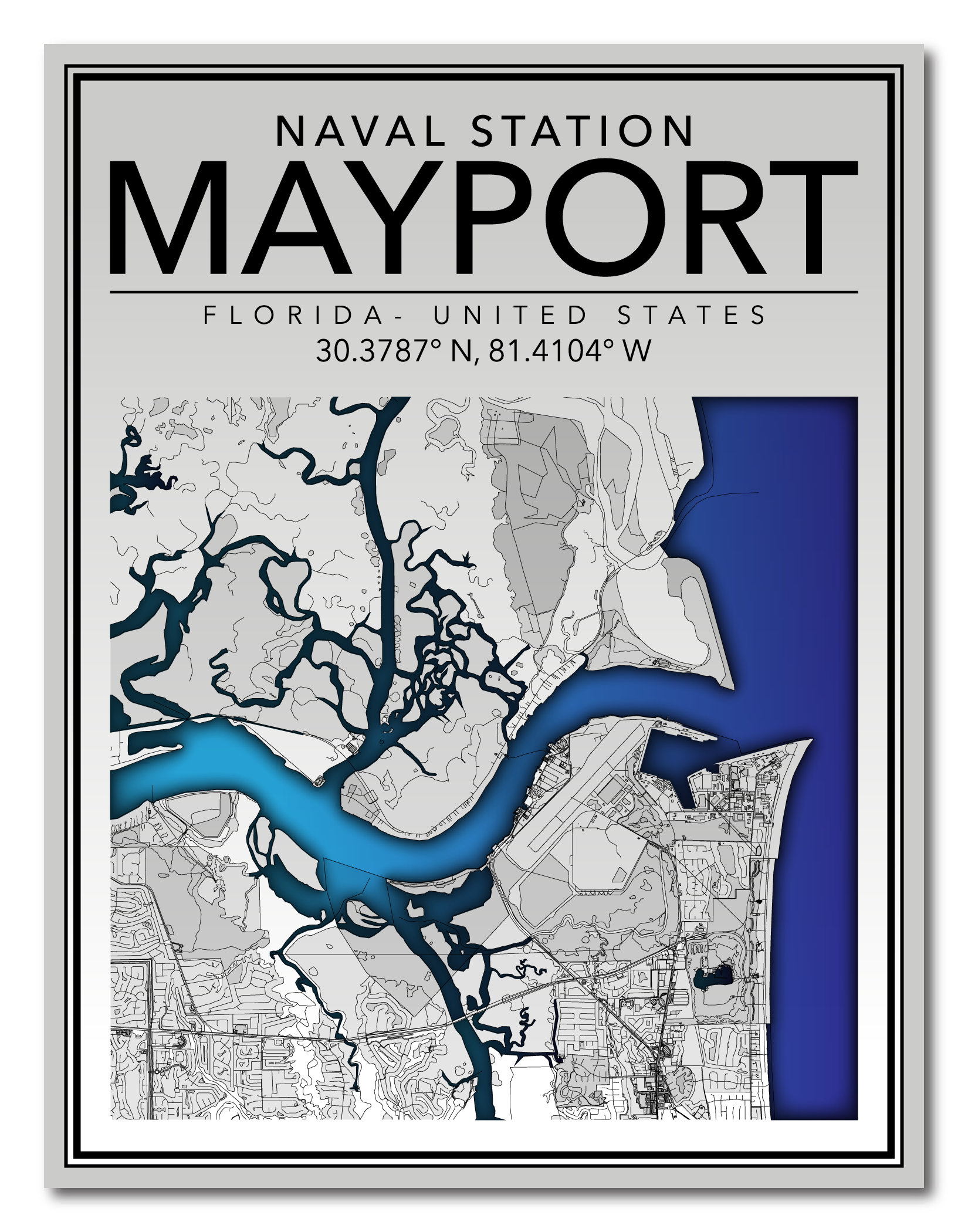 Wall Art Map Print of Naval Station Mayport Florida - Etsy