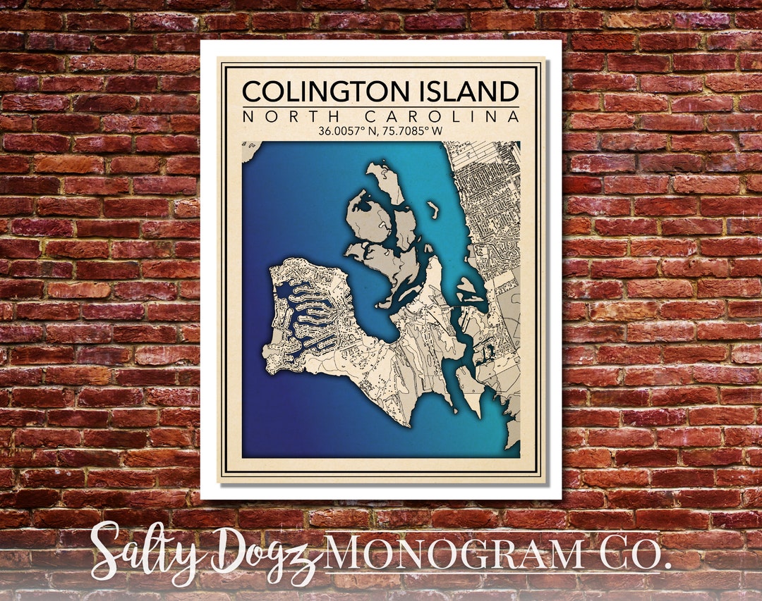 Wall Art Map Print of Colington Island, North Carolina!!! - Etsy