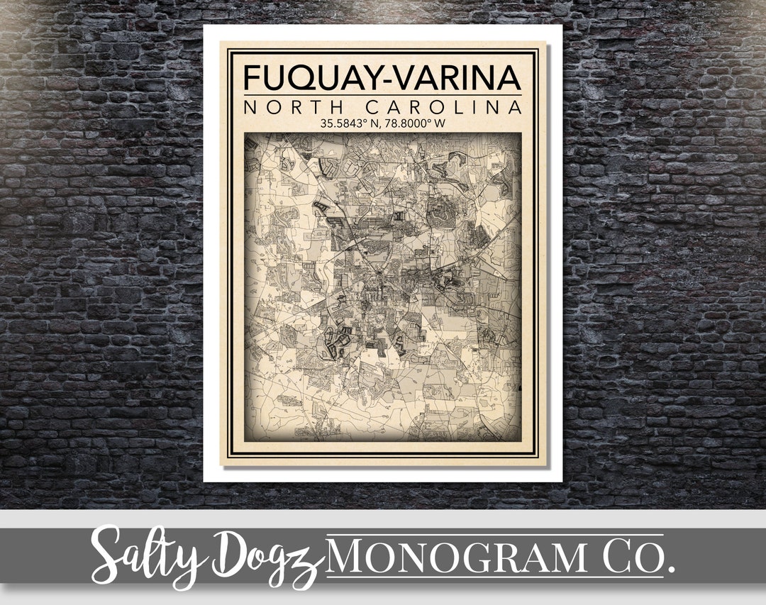 Wall Art Map Print of Fuquay-varina, NC! - Etsy