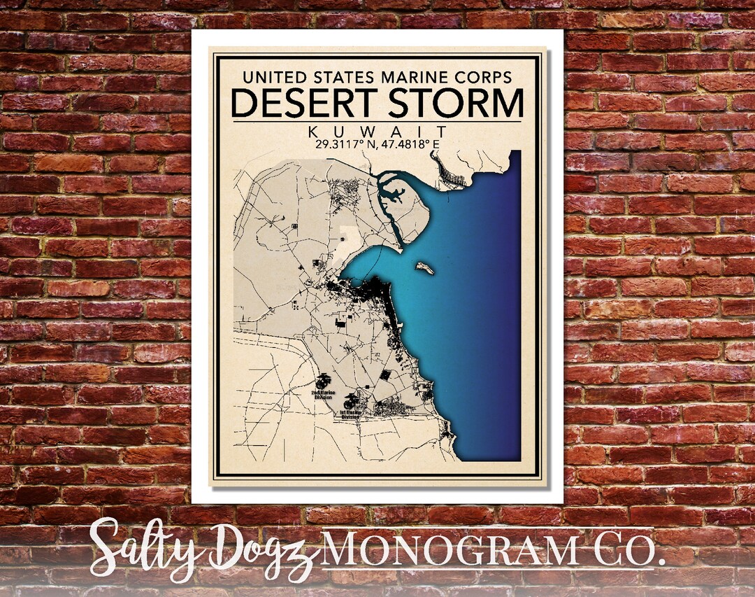 Wall Art Map Print of Desert Storm- United States Marine Corp, KUWAIT ...