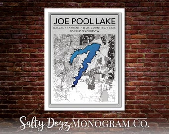 Joe Pool Lake Map - Etsy