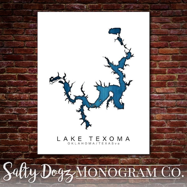 Lake Texoma Map Svg - Etsy