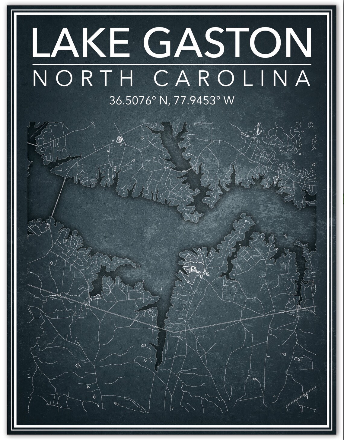Wall Art Map Lake Gaston NC - Etsy