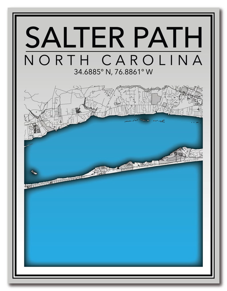 Wall Art Map Salter Path, NC!!! - Etsy