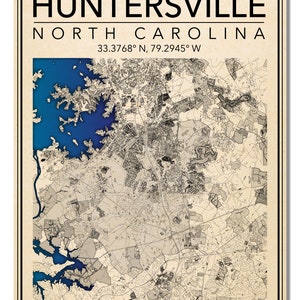 Wall Art Map Print of Huntersville, North Carolina!!! - Etsy