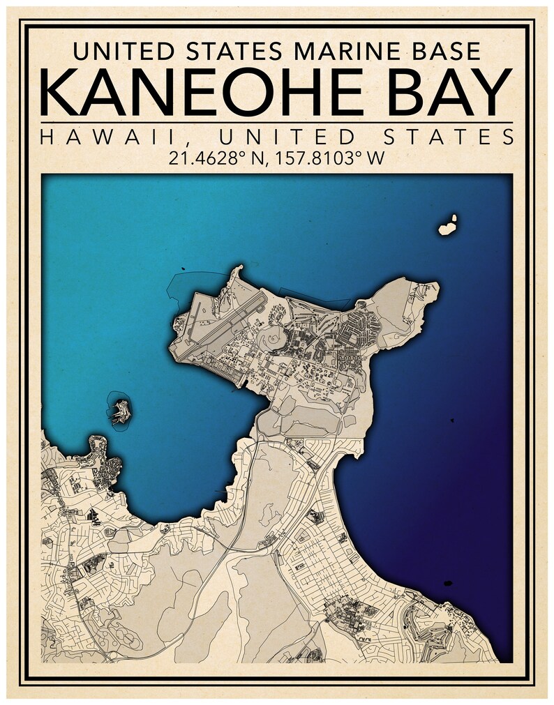 DIGITAL DOWNLOAD 11x14in Print of Marine Corps Air Station Kaneohe Bay ...
