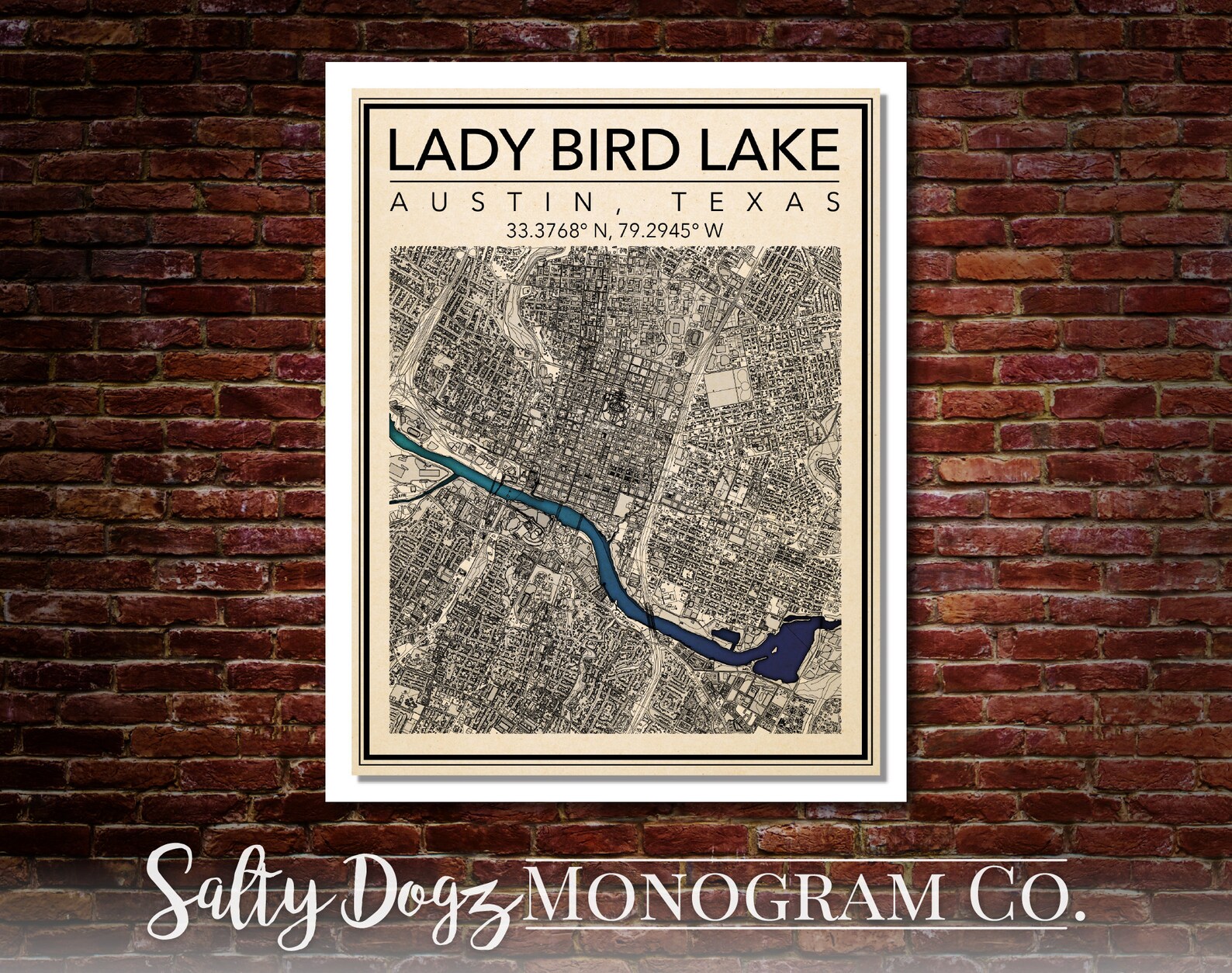 Wall Art Map Print of Lady Bird Lake Austin Texas - Etsy.de