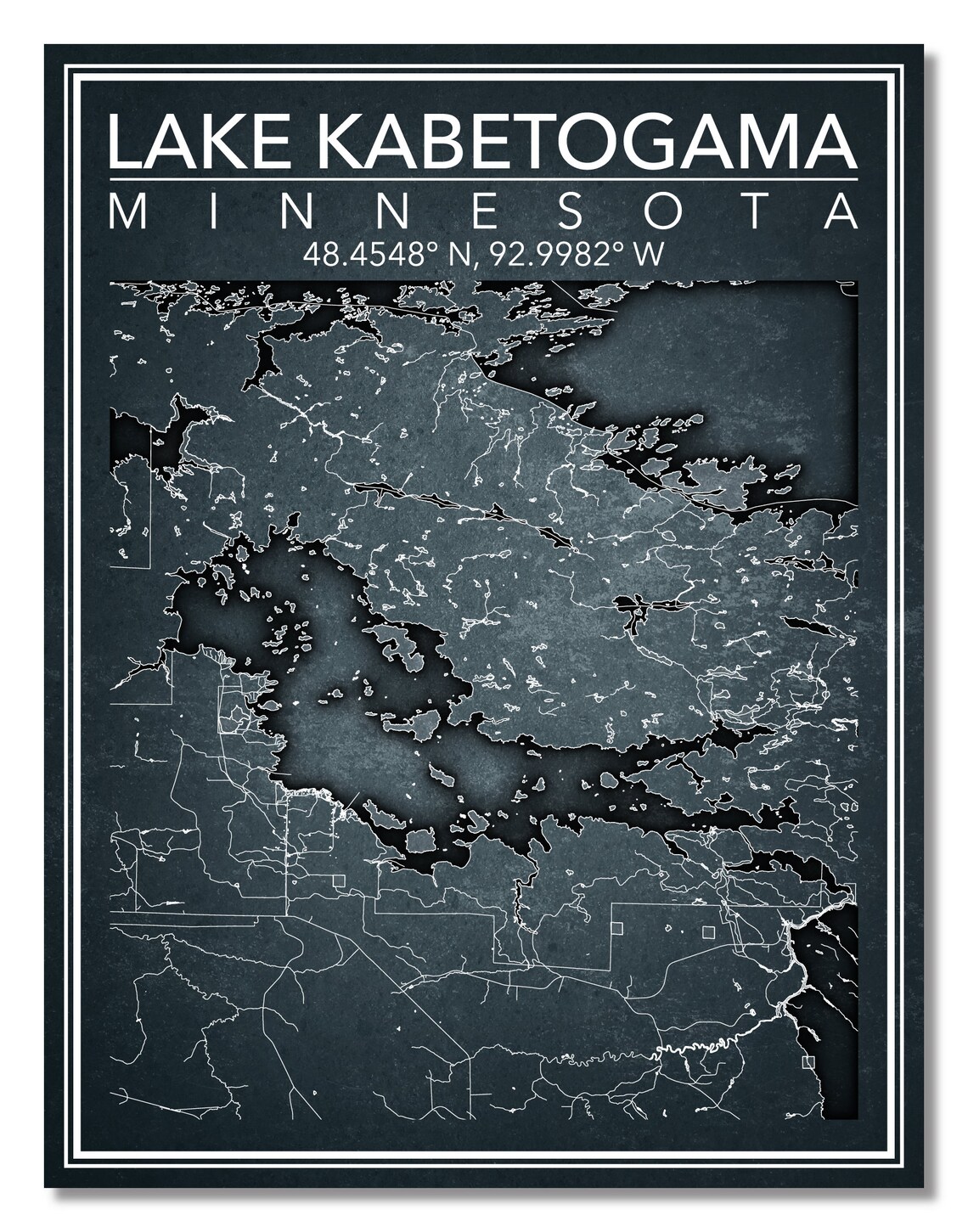 Wall Art Map Print of Lake Kabetogama Minnesota - Etsy.de