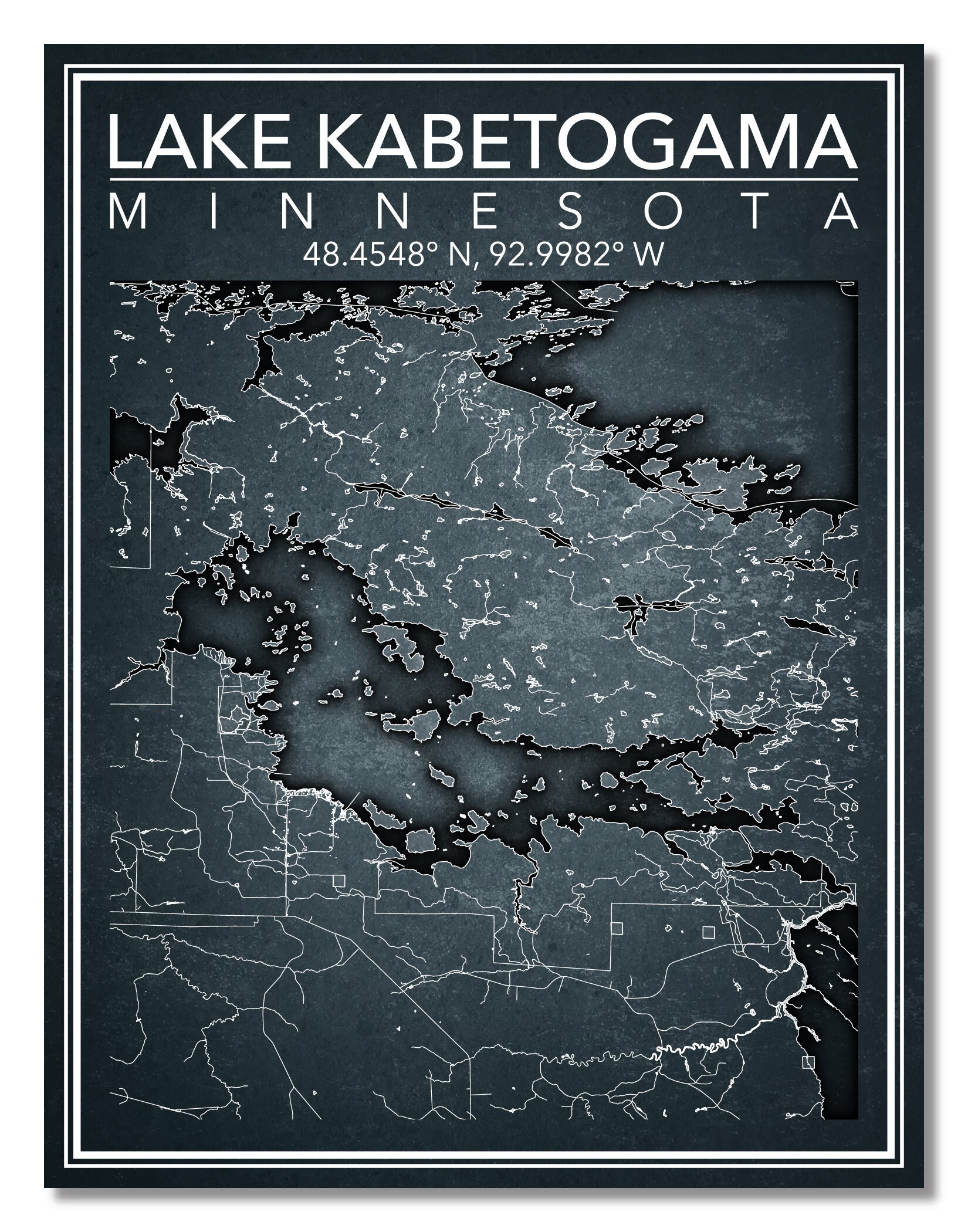 Wall Art Map Print of Lake Kabetogama Minnesota | Etsy