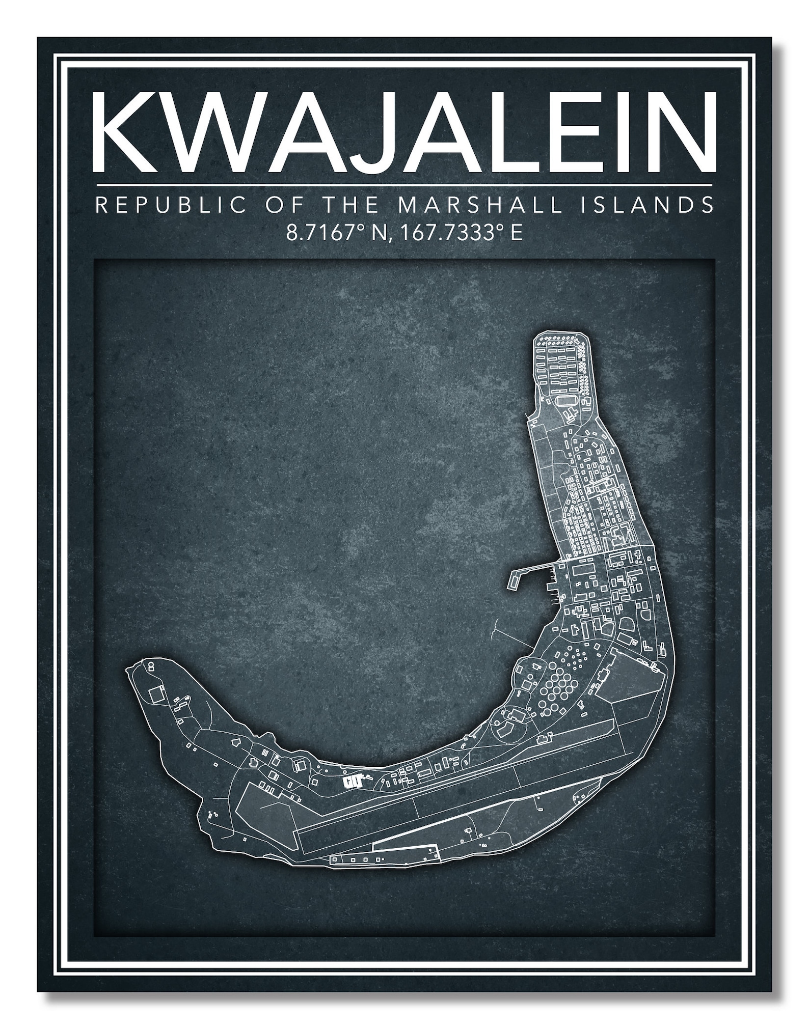 Wall Art Map Print Kwajalein Atoll Republic of the Marshall - Etsy