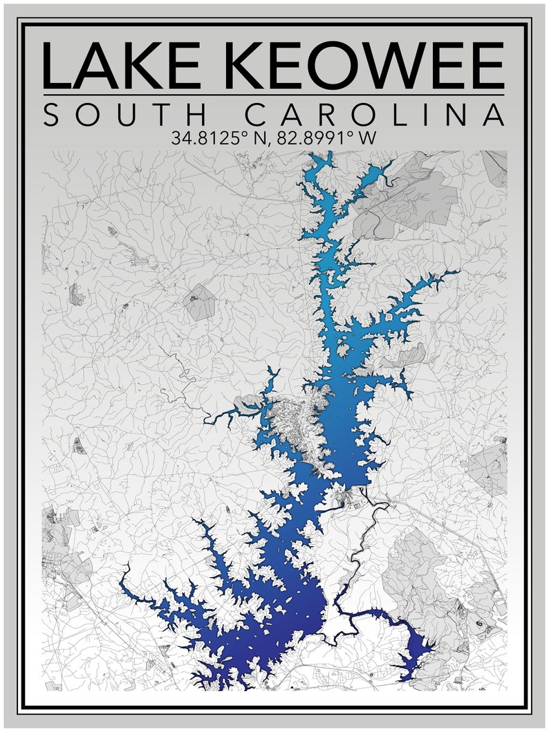 DIGITAL DOWNLOAD 18x24in Print of Lake Keowee, South Carolina! ***3 ...