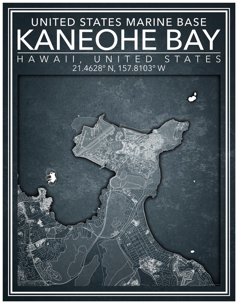 DIGITAL DOWNLOAD 11x14in Print of Marine Corps Air Station Kaneohe Bay ...