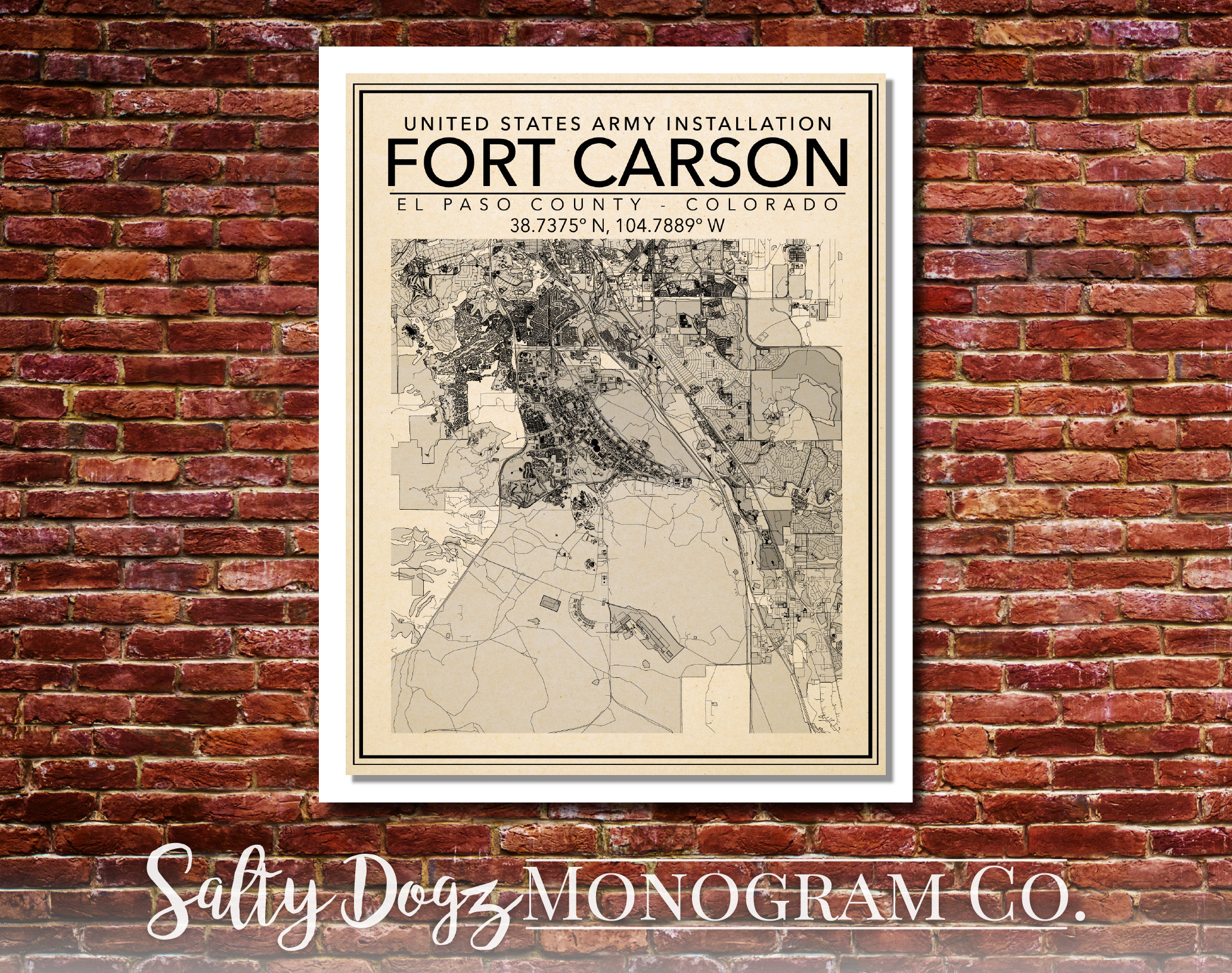 Wall Art Map Print of US Army Installation Fort Carson | Etsy