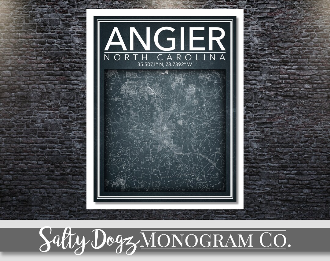 Wall Art Map Print of Angier, NC! - Etsy