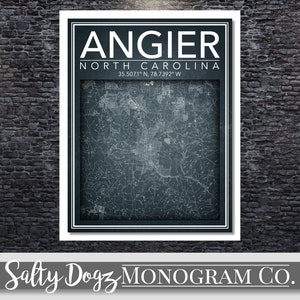 Wall Art Map Print of Angier, NC! - Etsy