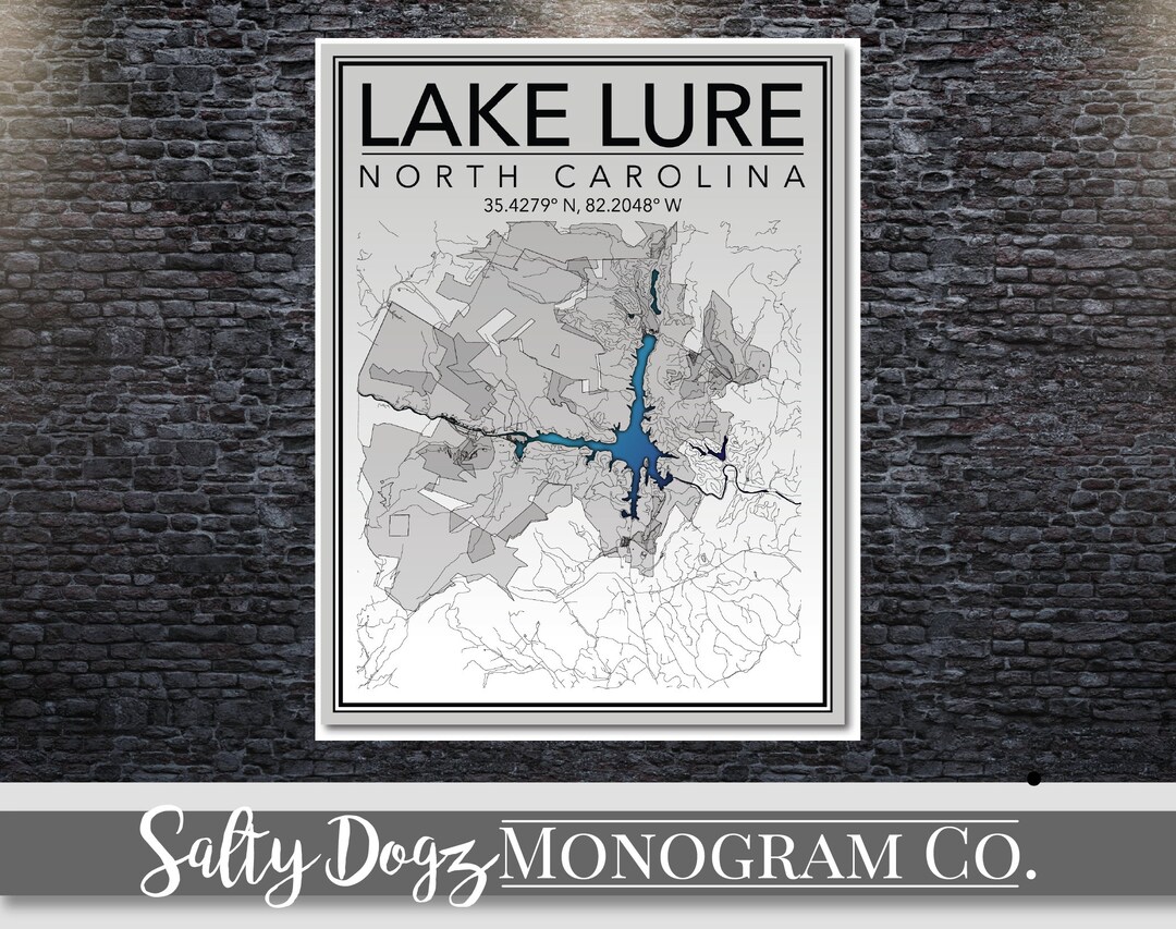 Wall Art Map Print of Lake Lure, North Carolina!!! - Etsy