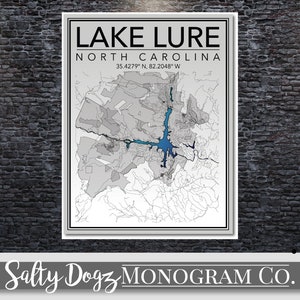 Wall Art Map Print of Lake Lure, North Carolina!!! - Etsy