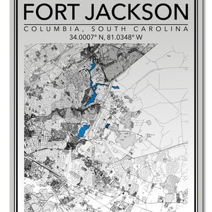 Wall Art Map Print of United States Army Fort Jackson, South Carolina ...