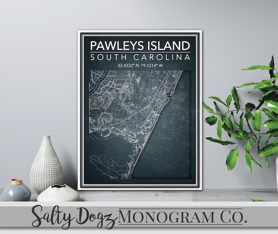 Wall Art Map Print Pawleys Island South Carolina | Etsy