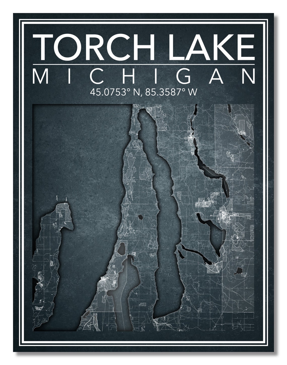 Wall Art Map Print of Torch Lake Torch Lake Township Antrim - Etsy