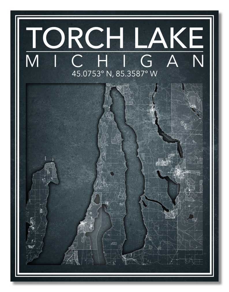 Wall Art Map Print of Torch Lake Torch Lake Township Antrim - Etsy